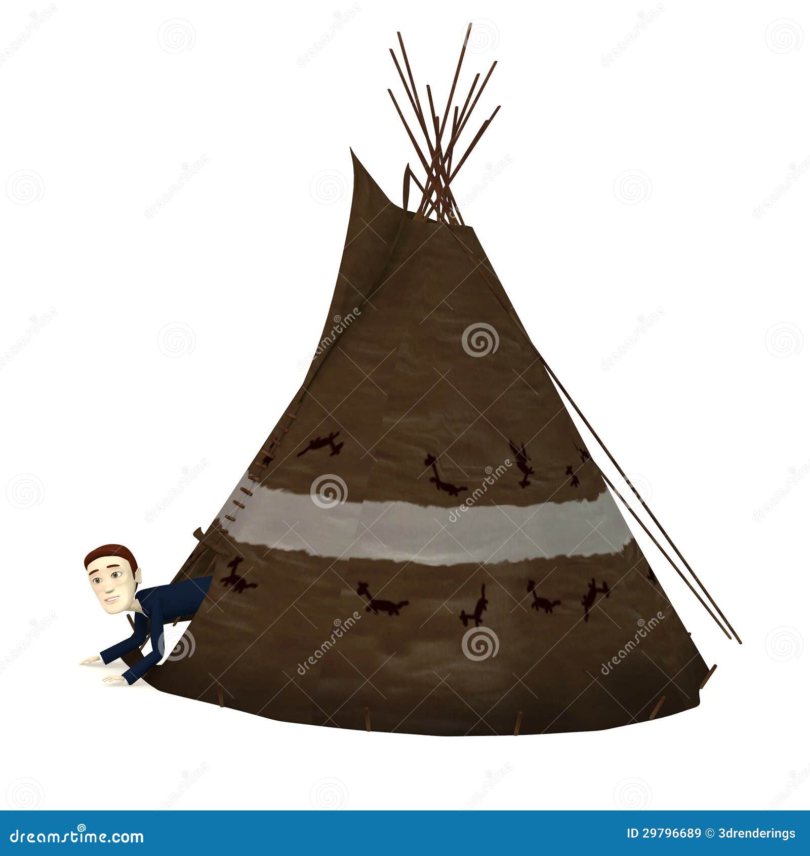 Cartoon Businessman in Teepee Stock Illustration - Illustration of ...