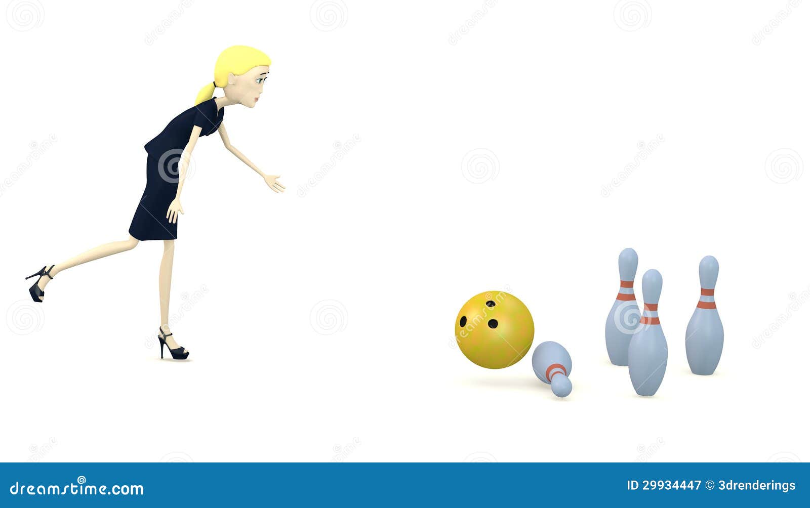 Cartoon Businesswoman Bowling Stock Illustration - Illustration of ...