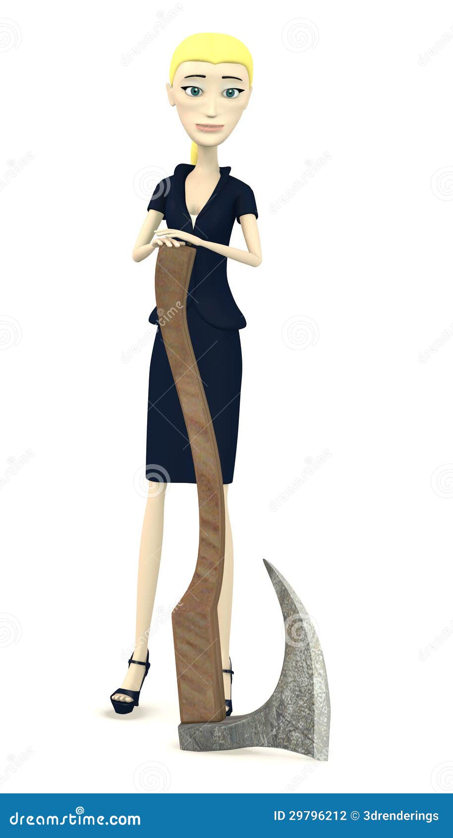 Cartoon Businesswoman with Execution Axe Stock Illustration ...