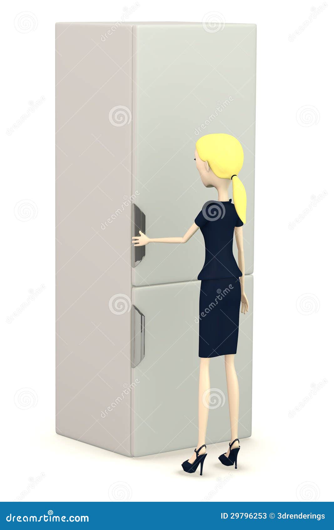 Cartoon Businesswoman with Fridge Stock Illustration - Illustration of ...