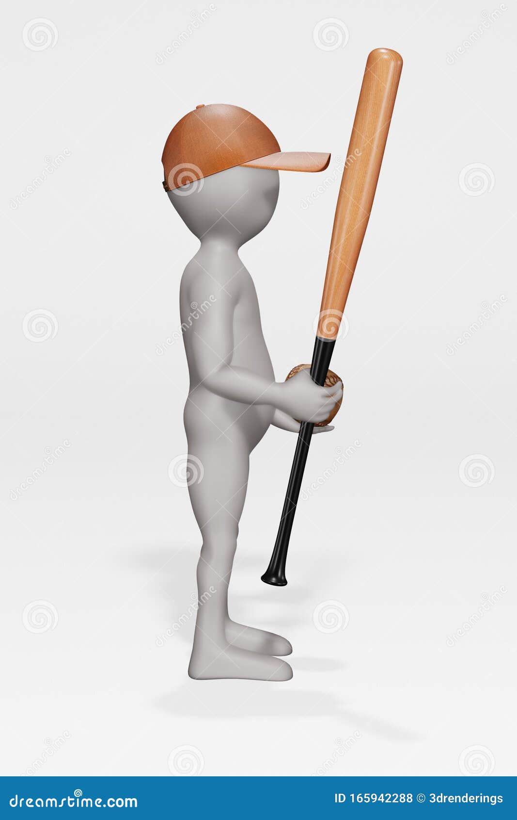 Render of Cartoon Character with Baseball Bat Stock Illustration ...