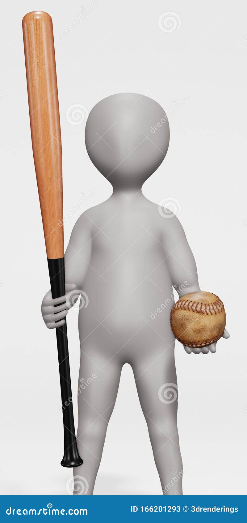 Render of Cartoon Character with Baseball Bat Stock Illustration ...