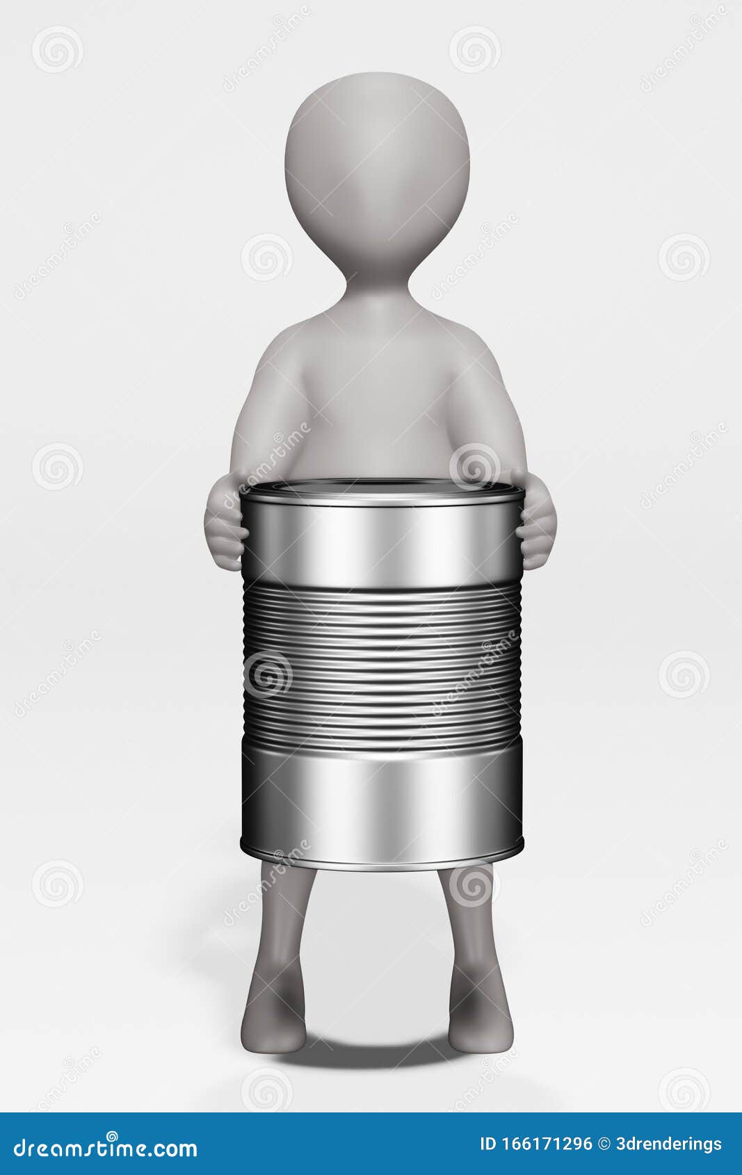 Render of Cartoon Character with Can with Paint Stock Illustration ...