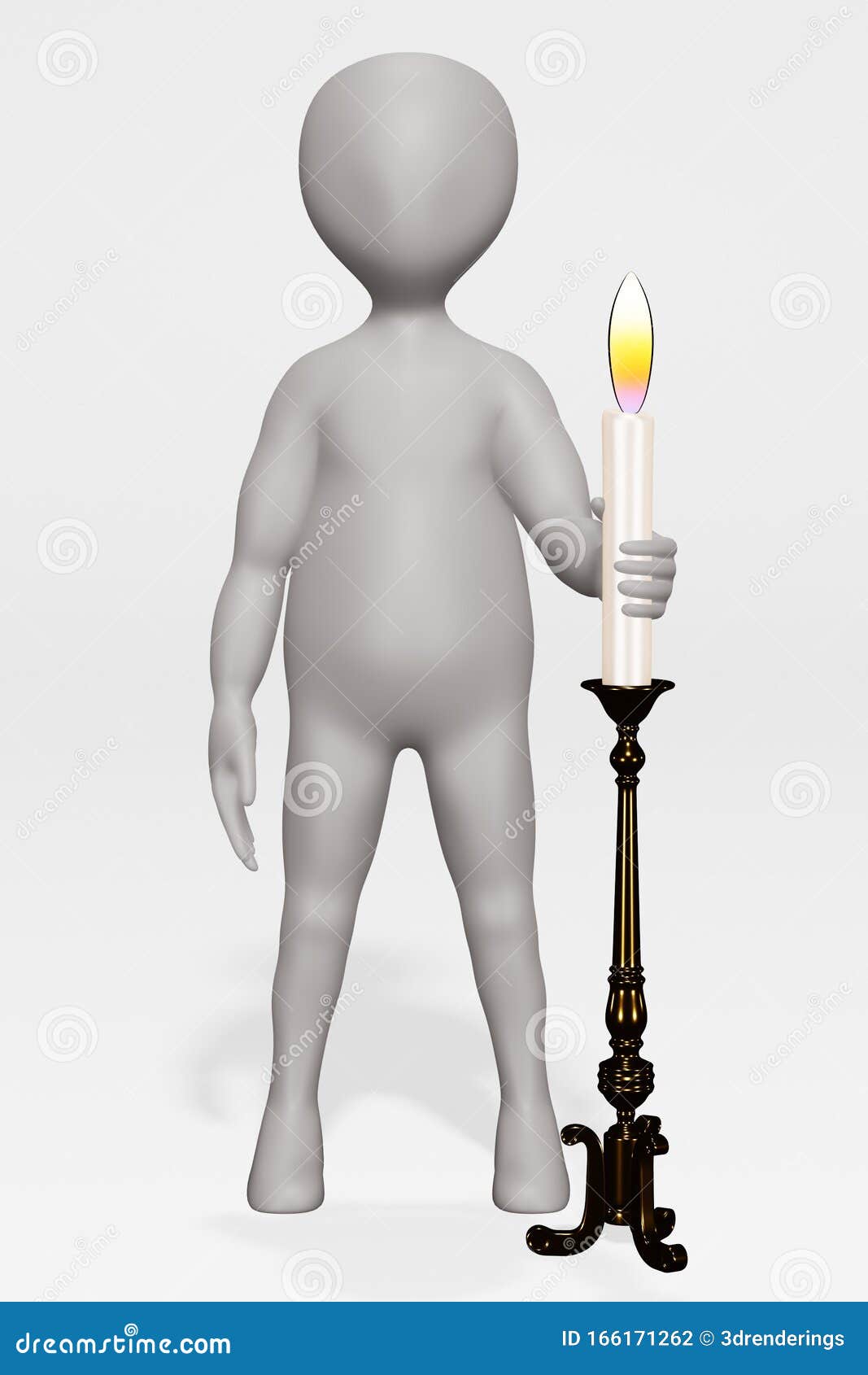 Render of Cartoon Character with Candlestick Stock Illustration ...