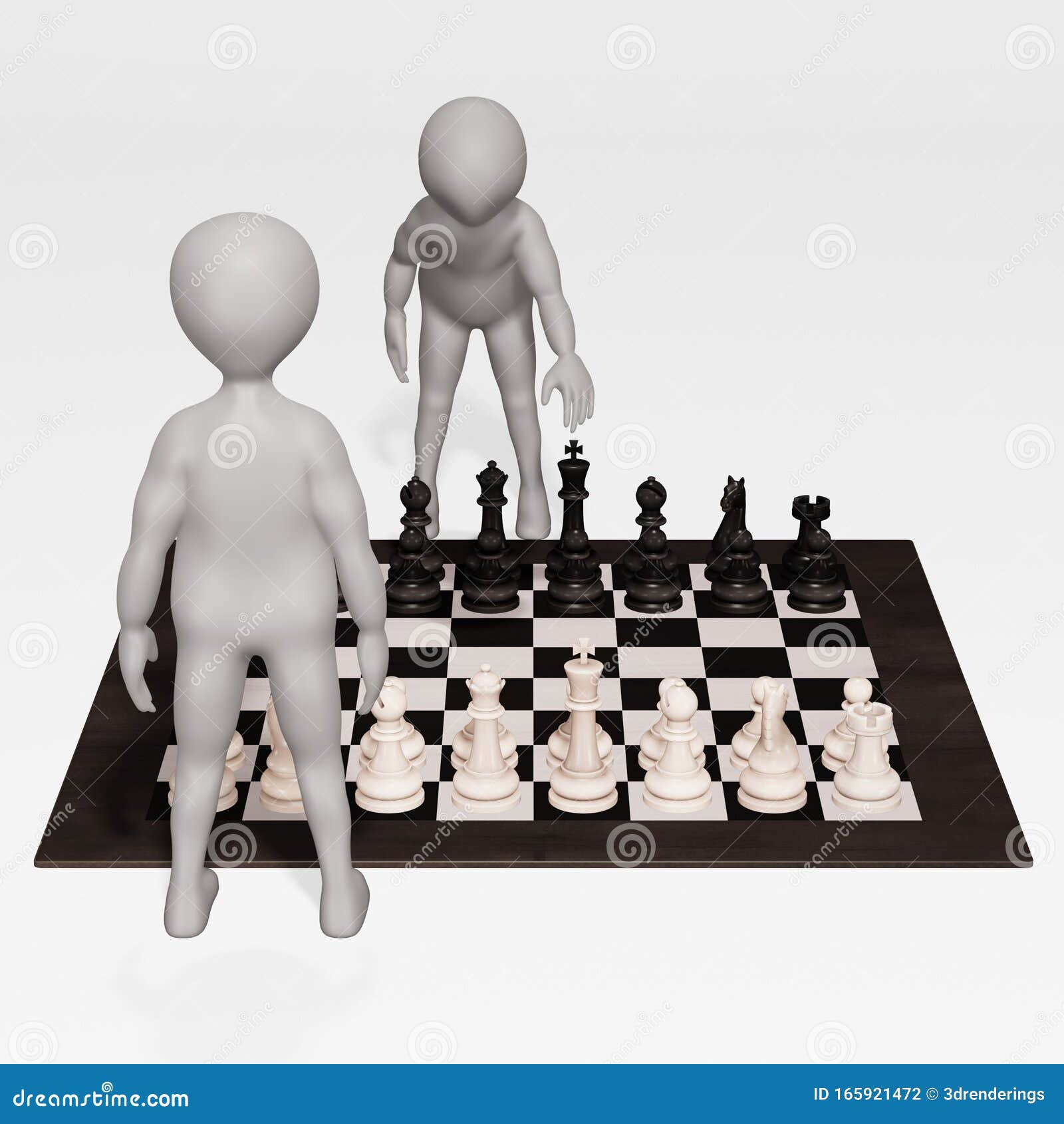 Render of Cartoon Character with Chess Stock Illustration ...