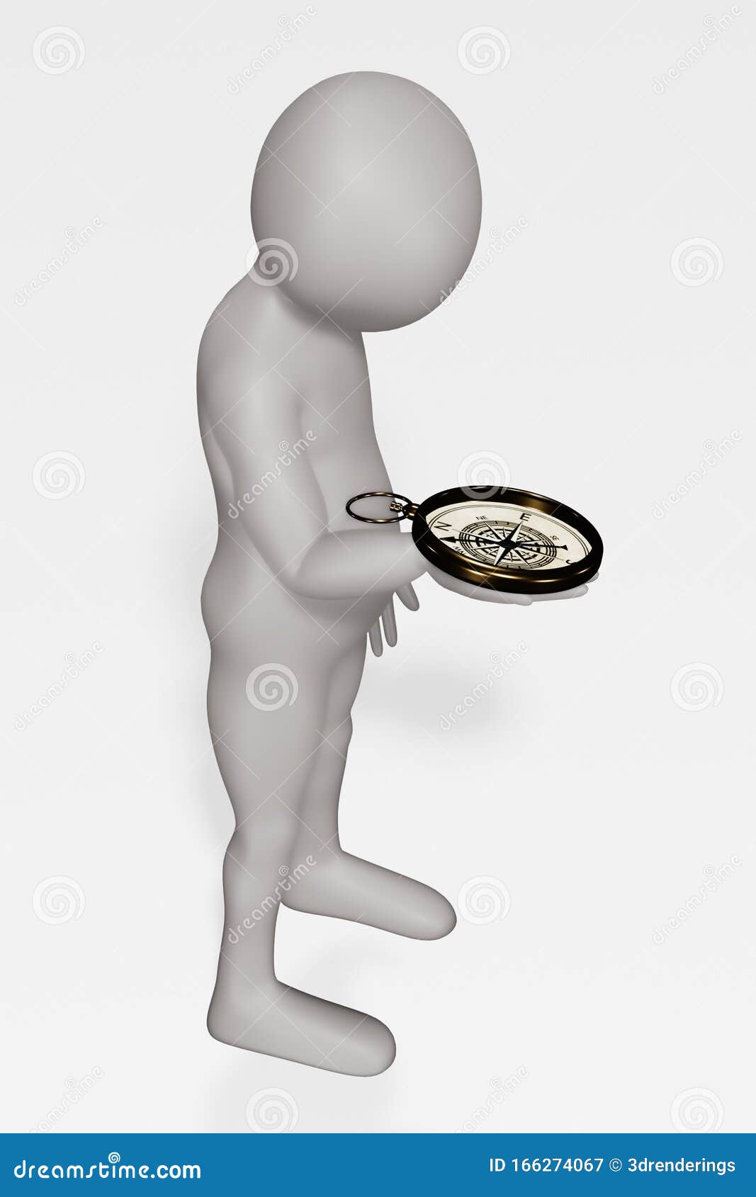 Render of Cartoon Character with Compass Stock Illustration ...