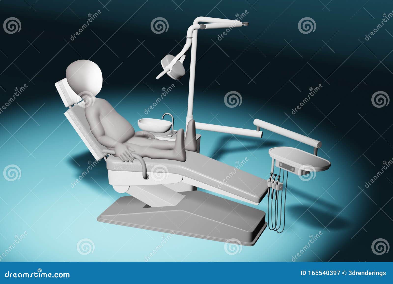 Render of Cartoon Character at the Dentist Chair Stock Illustration ...