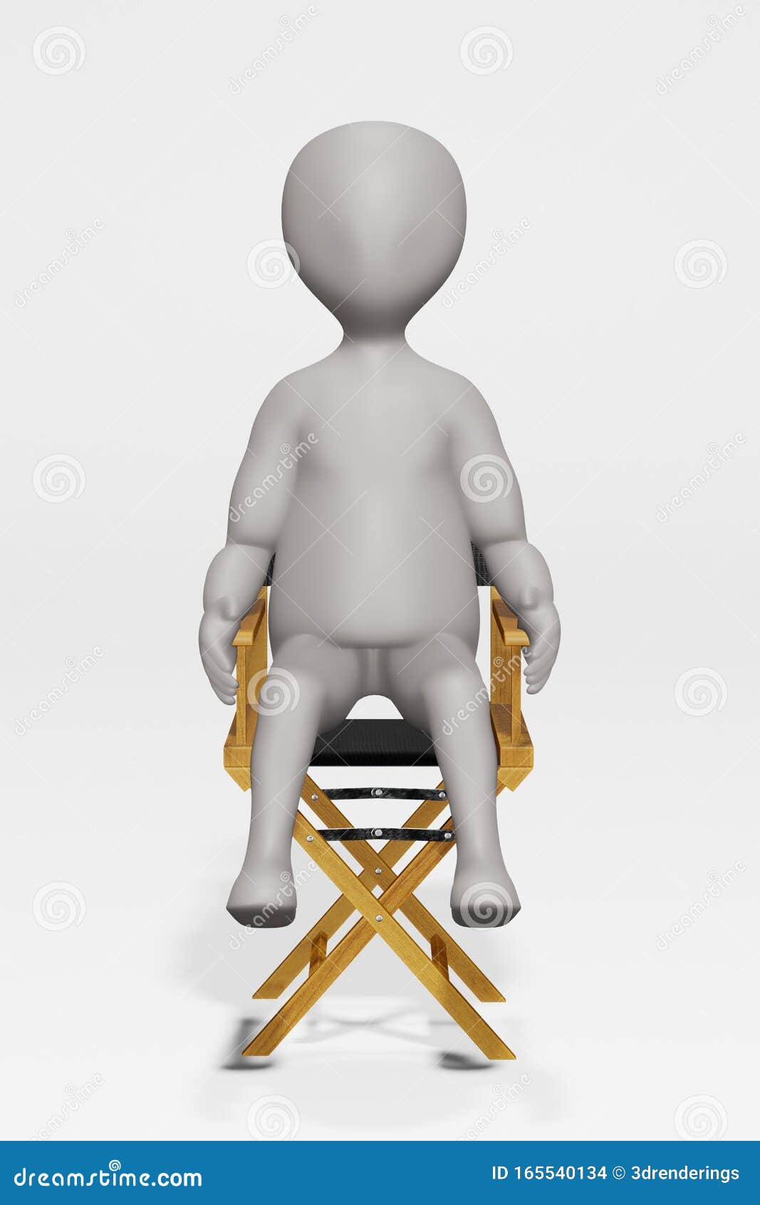Render of Cartoon Character with Director Chair Stock Illustration ...