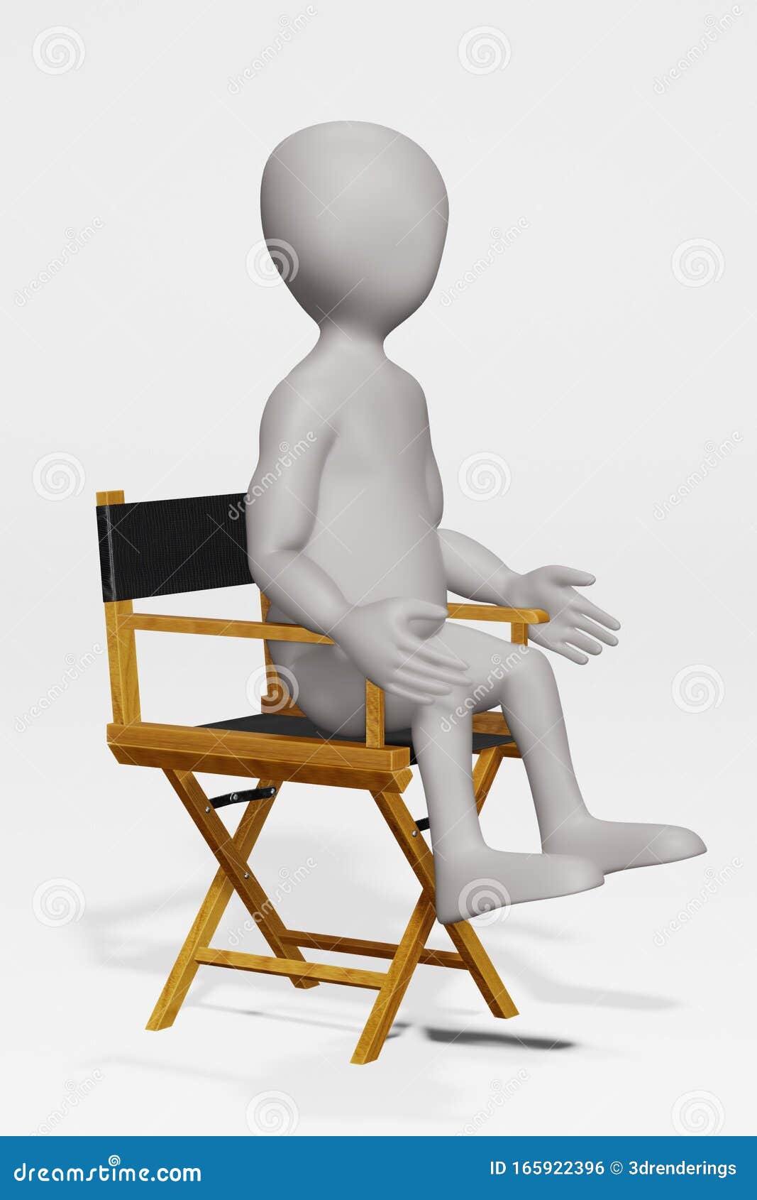 Render of Cartoon Character with Director Chair Stock Illustration ...