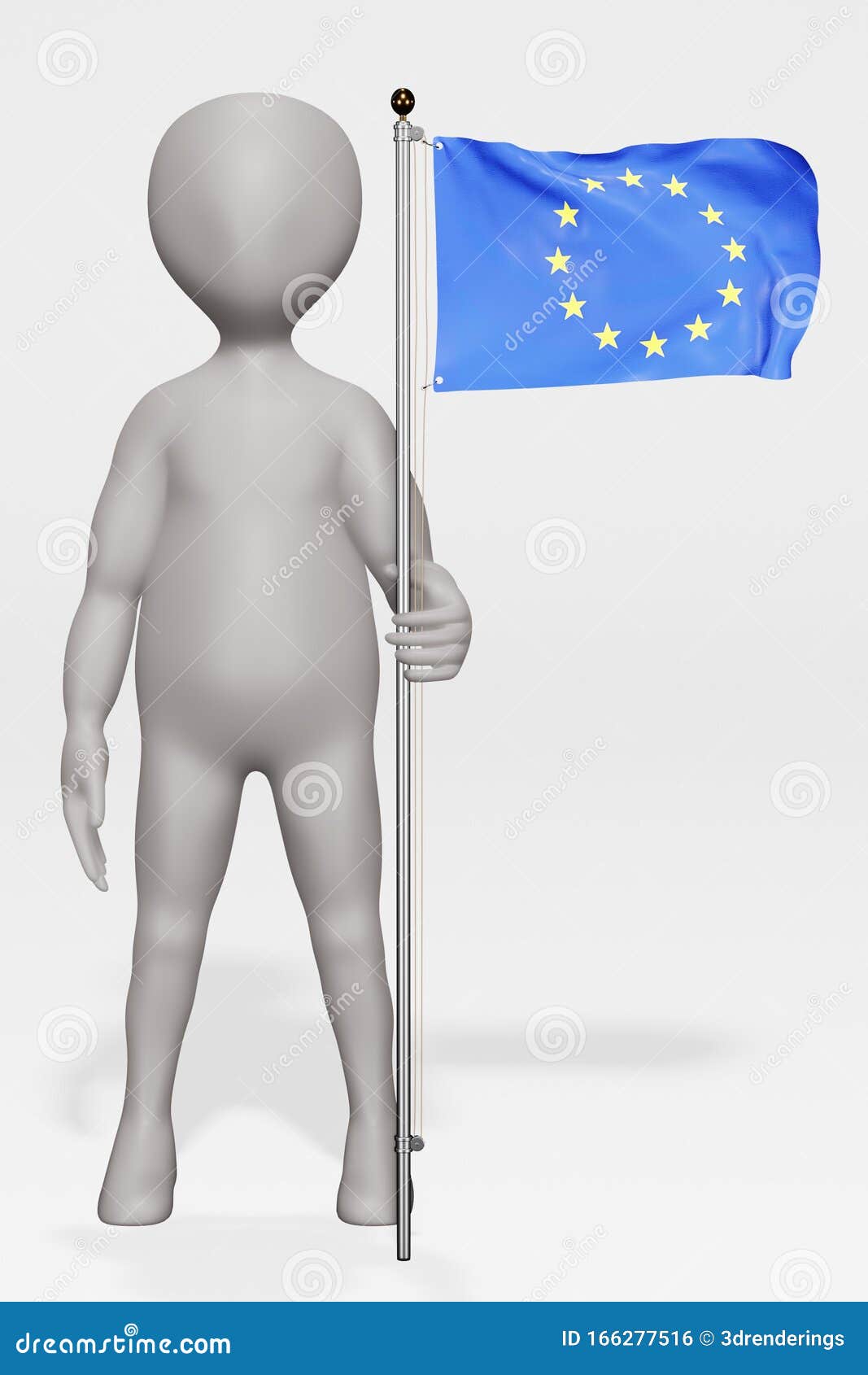 Render of Cartoon Character with EU Flag Stock Illustration ...