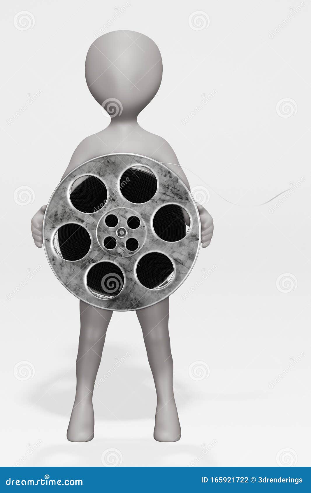 Render of Cartoon Character with Film Reel Stock Illustration ...
