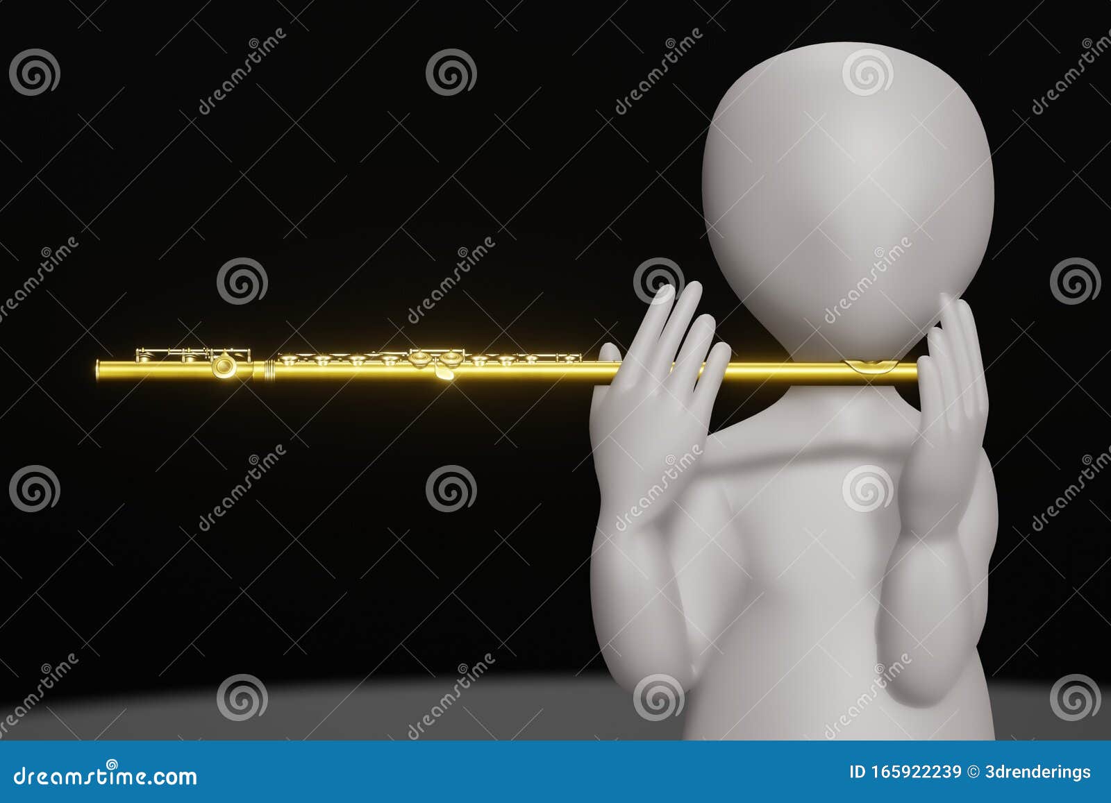 Render of Cartoon Character with Flute Stock Illustration ...