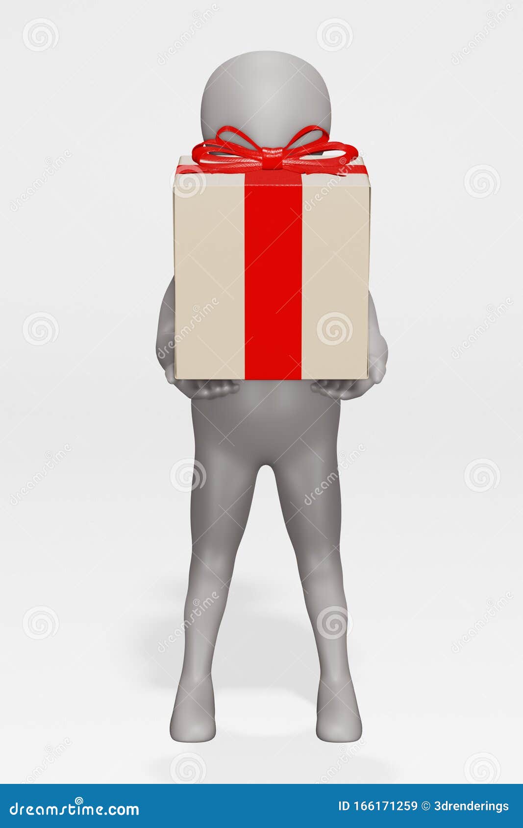 Render of Cartoon Character with Gift Stock Illustration - Illustration ...