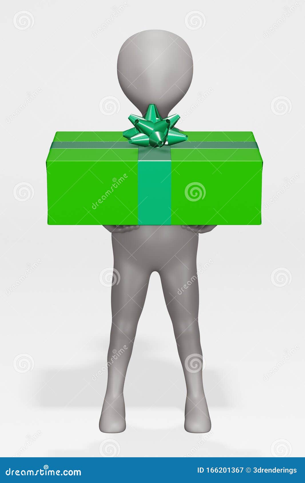 Render of Cartoon Character with Gift Stock Illustration - Illustration ...