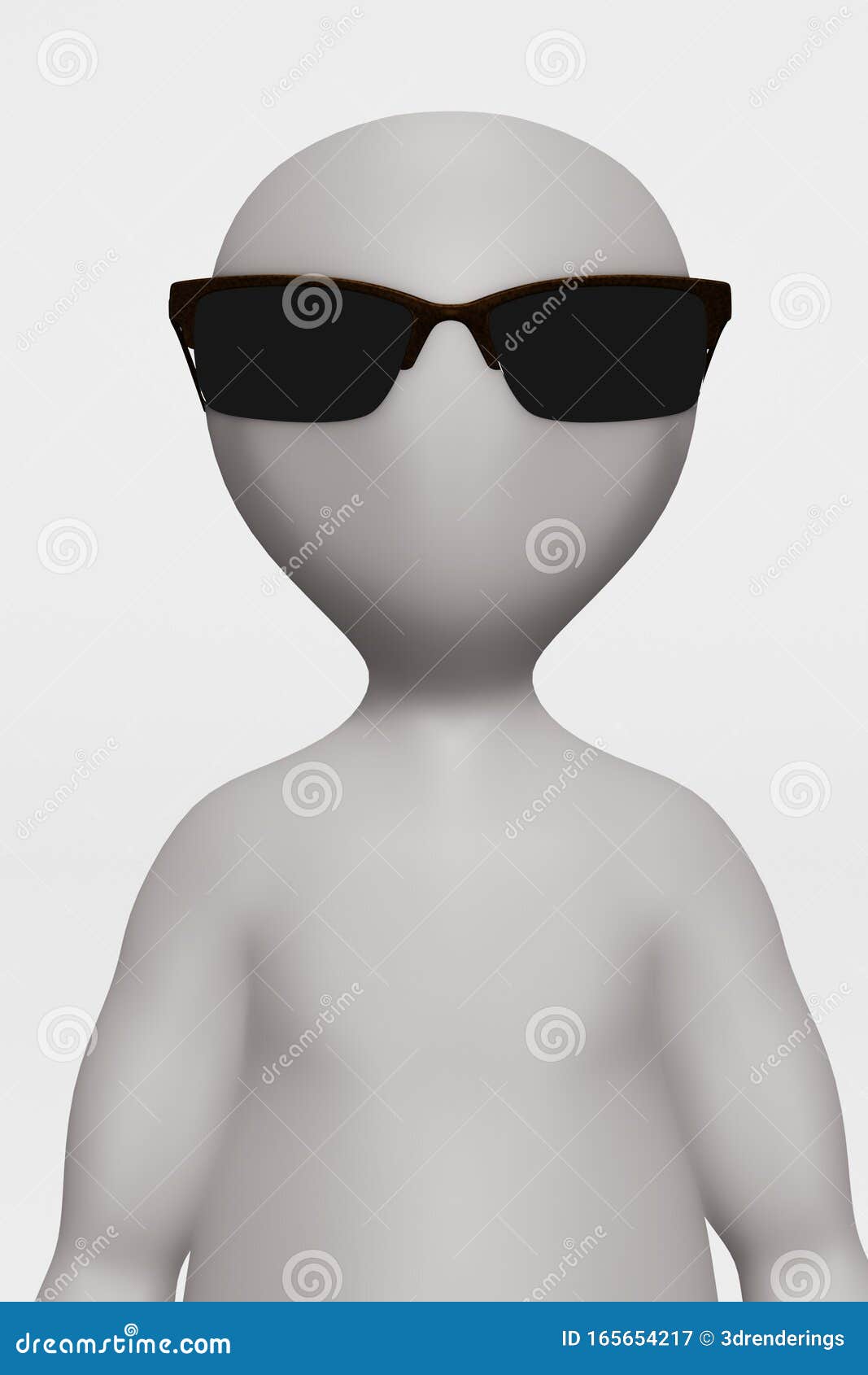 Render of Cartoon Character with Glasses Stock Illustration ...