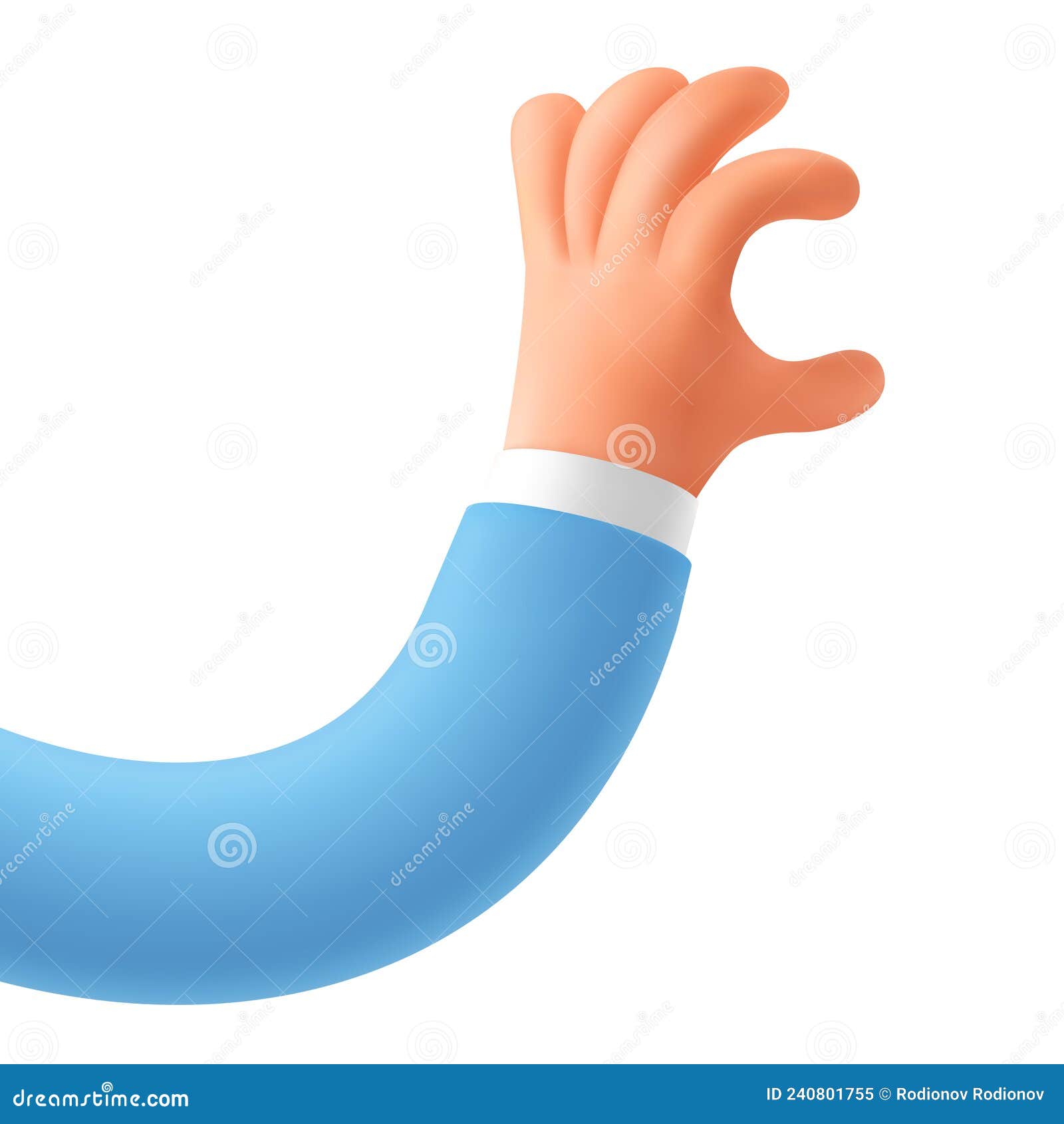 3D Render of a Cartoon Character Hand. Elastic Hand Holding Gesture ...
