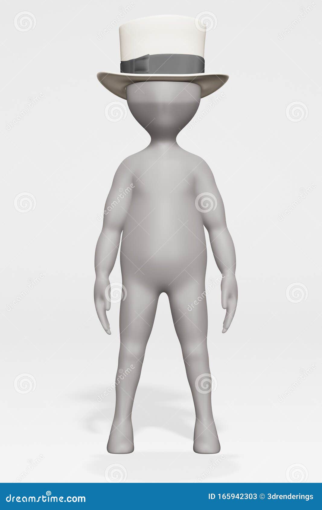 Render of Cartoon Character with Hat Stock Illustration - Illustration ...