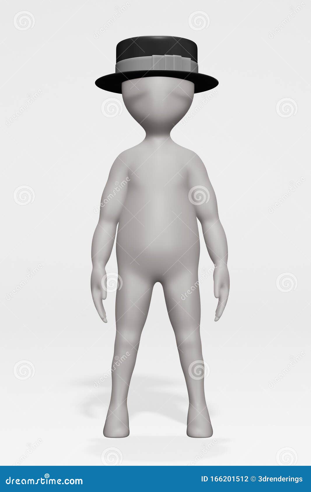 Render of Cartoon Character with Hat Stock Illustration - Illustration ...