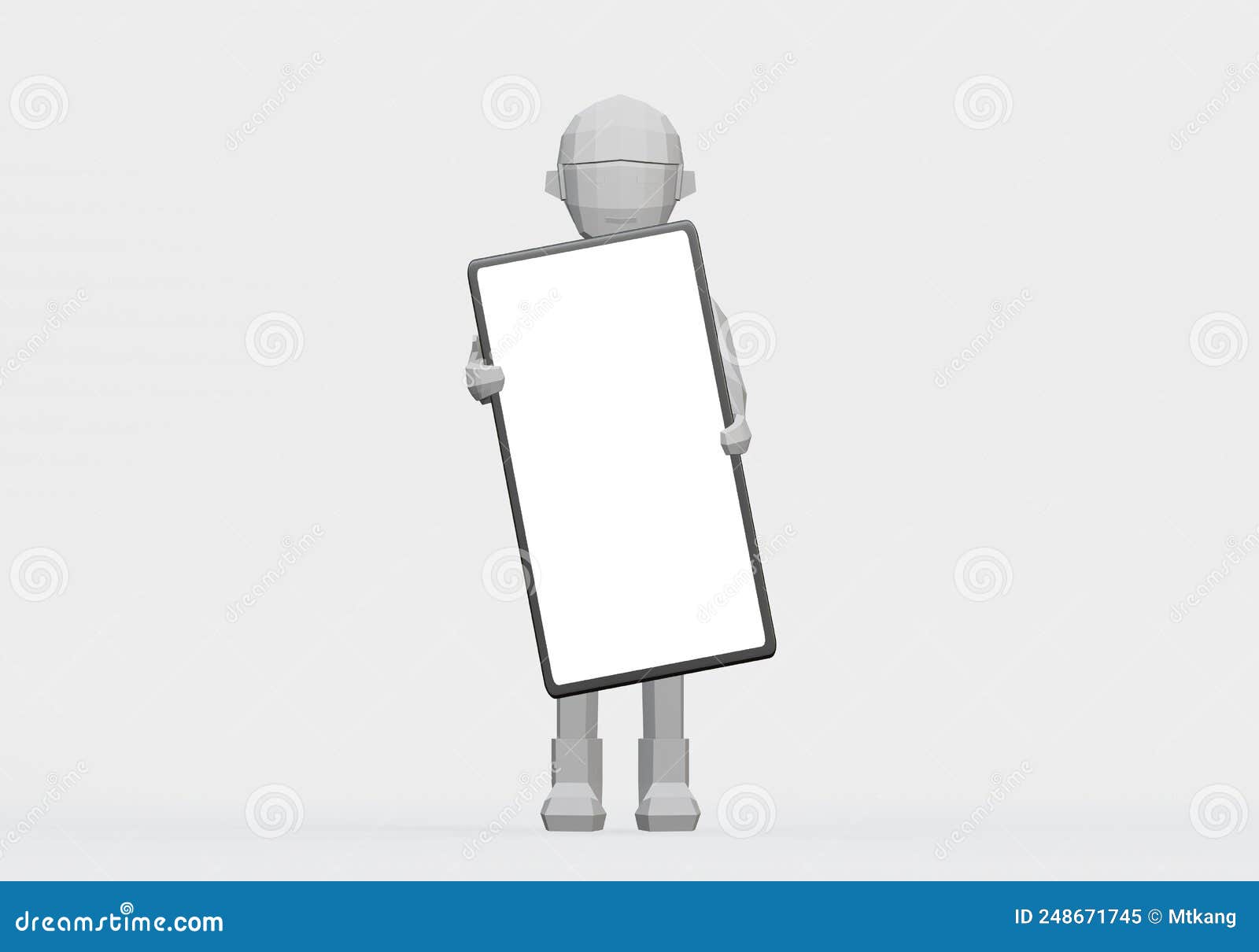 Cartoon Man Holding A Mobile Phone Or Smartphone Stock Illustration