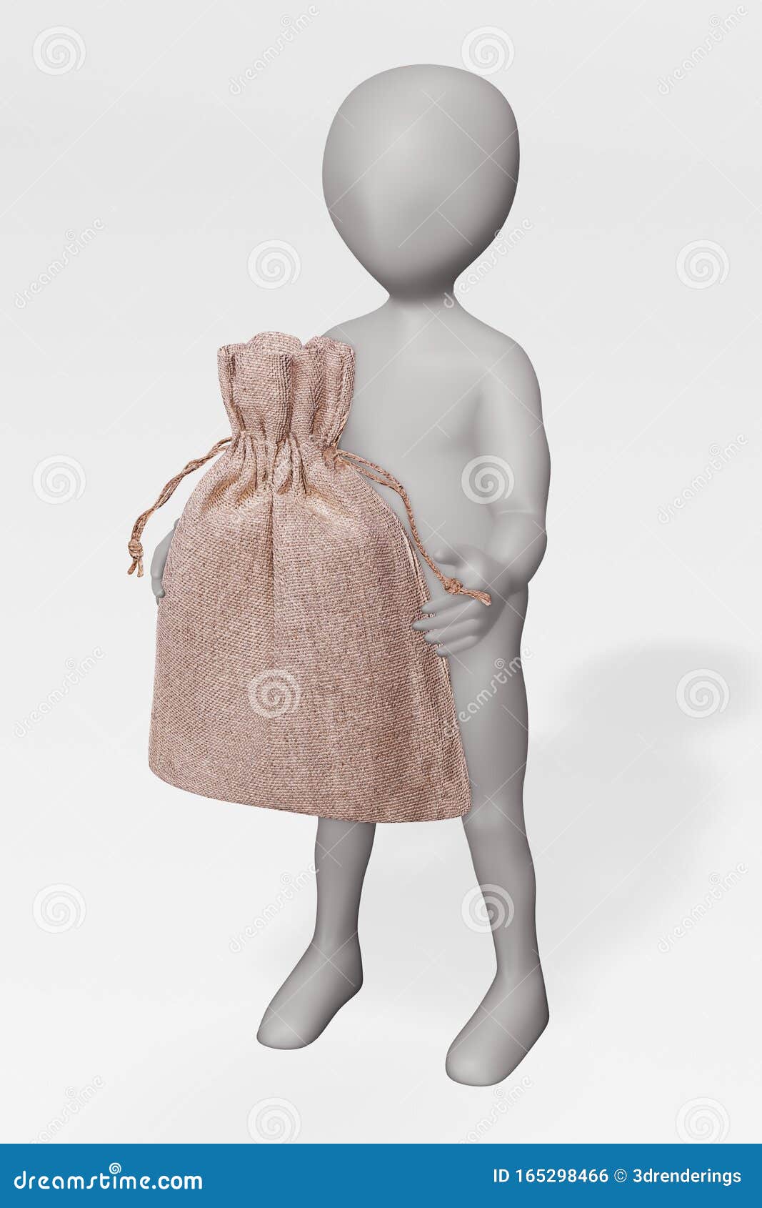 Render of Cartoon Character with Jute Bag Stock Illustration ...