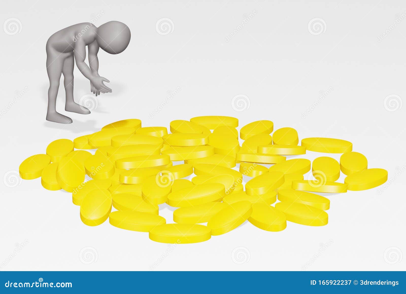 Render of Cartoon Character with Pills Stock Illustration ...