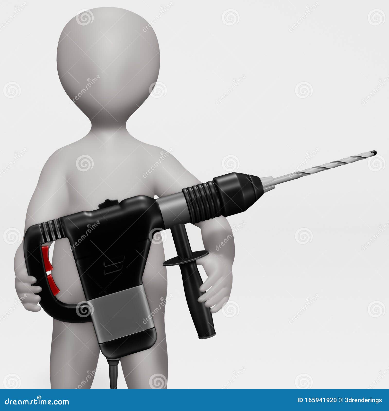 Render of Cartoon Character with Power Tool Stock Illustration ...