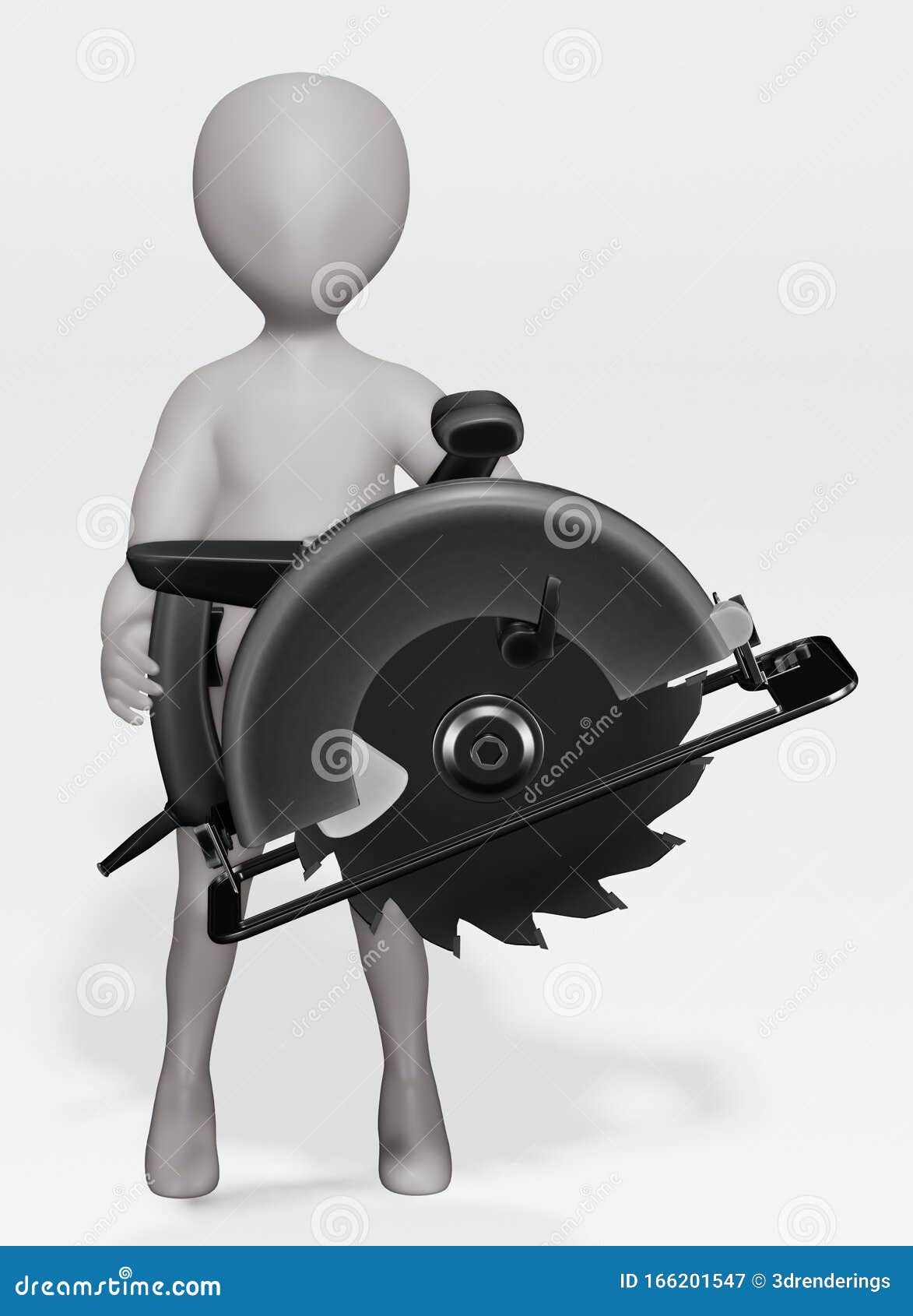 Render of Cartoon Character with Power Tool Stock Illustration ...