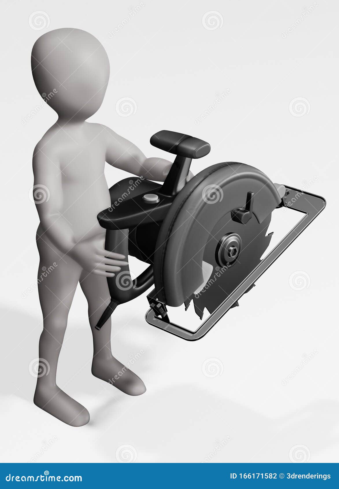 Render of Cartoon Character with Power Tool Stock Illustration ...