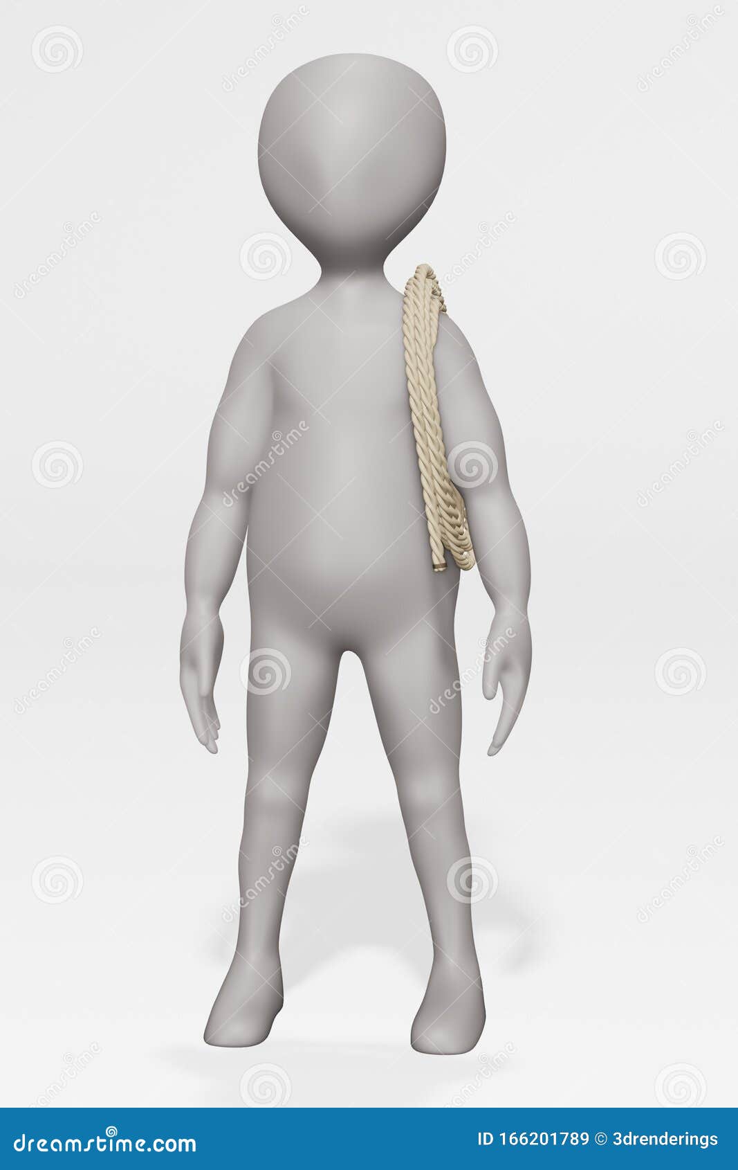 Render of Cartoon Character with Rope Stock Illustration - Illustration ...
