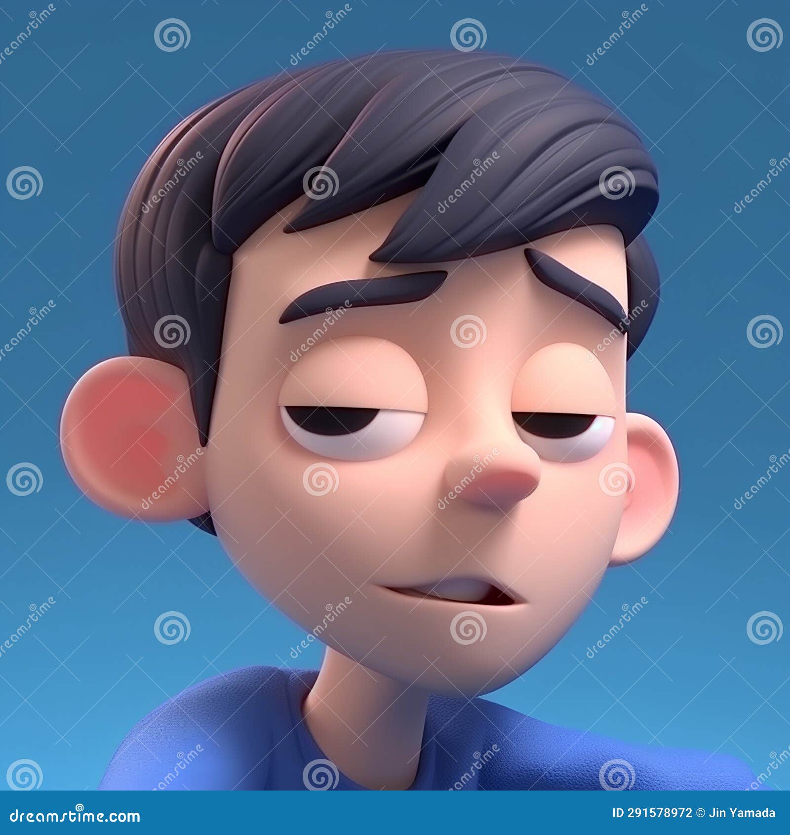 3d Render of a Cartoon Character with a Sad Expression on His Face ...