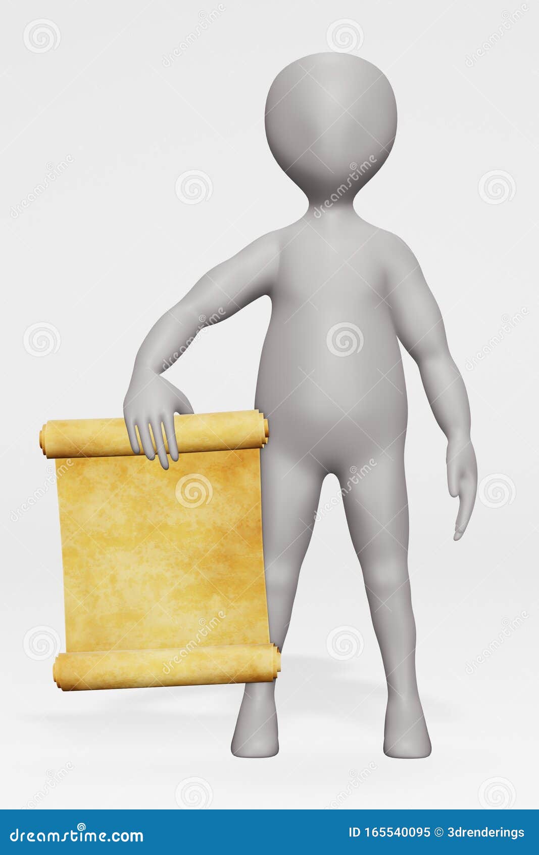 Render of Cartoon Character with Scrolls Stock Illustration ...