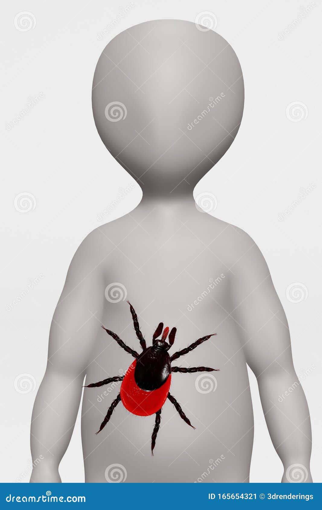 Render of Cartoon Character with Tick Stock Illustration - Illustration ...