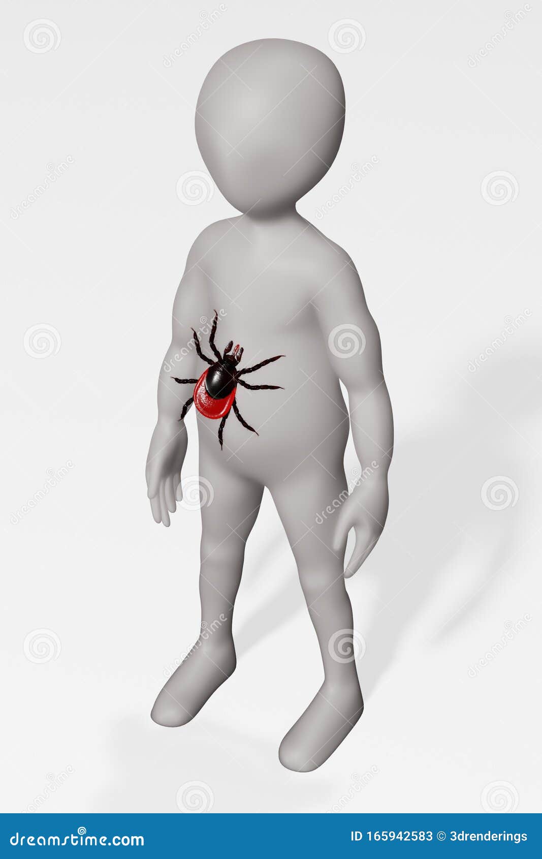 Render of Cartoon Character with Tick Stock Illustration - Illustration ...