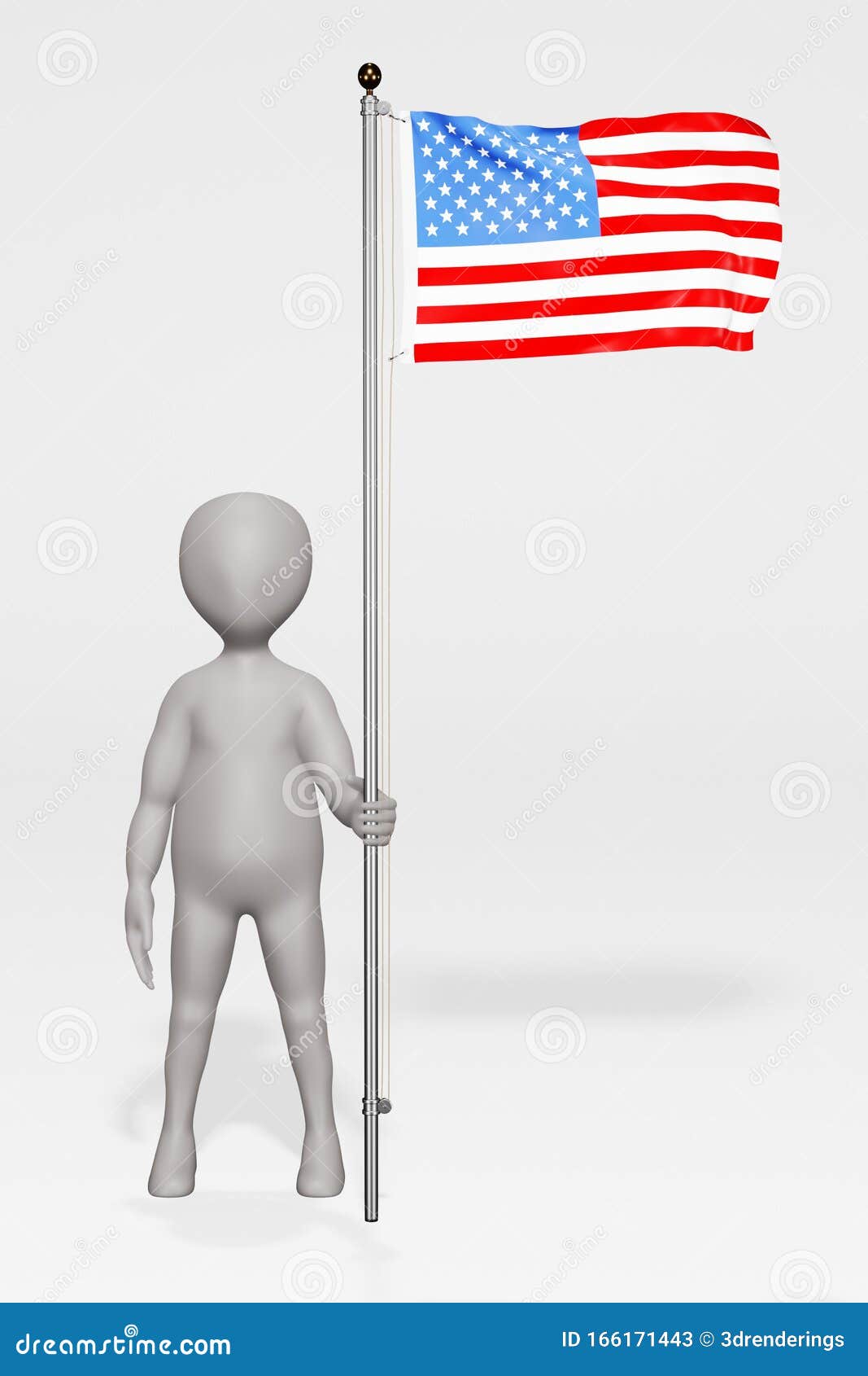 Render of Cartoon Character with US Flag Stock Illustration ...