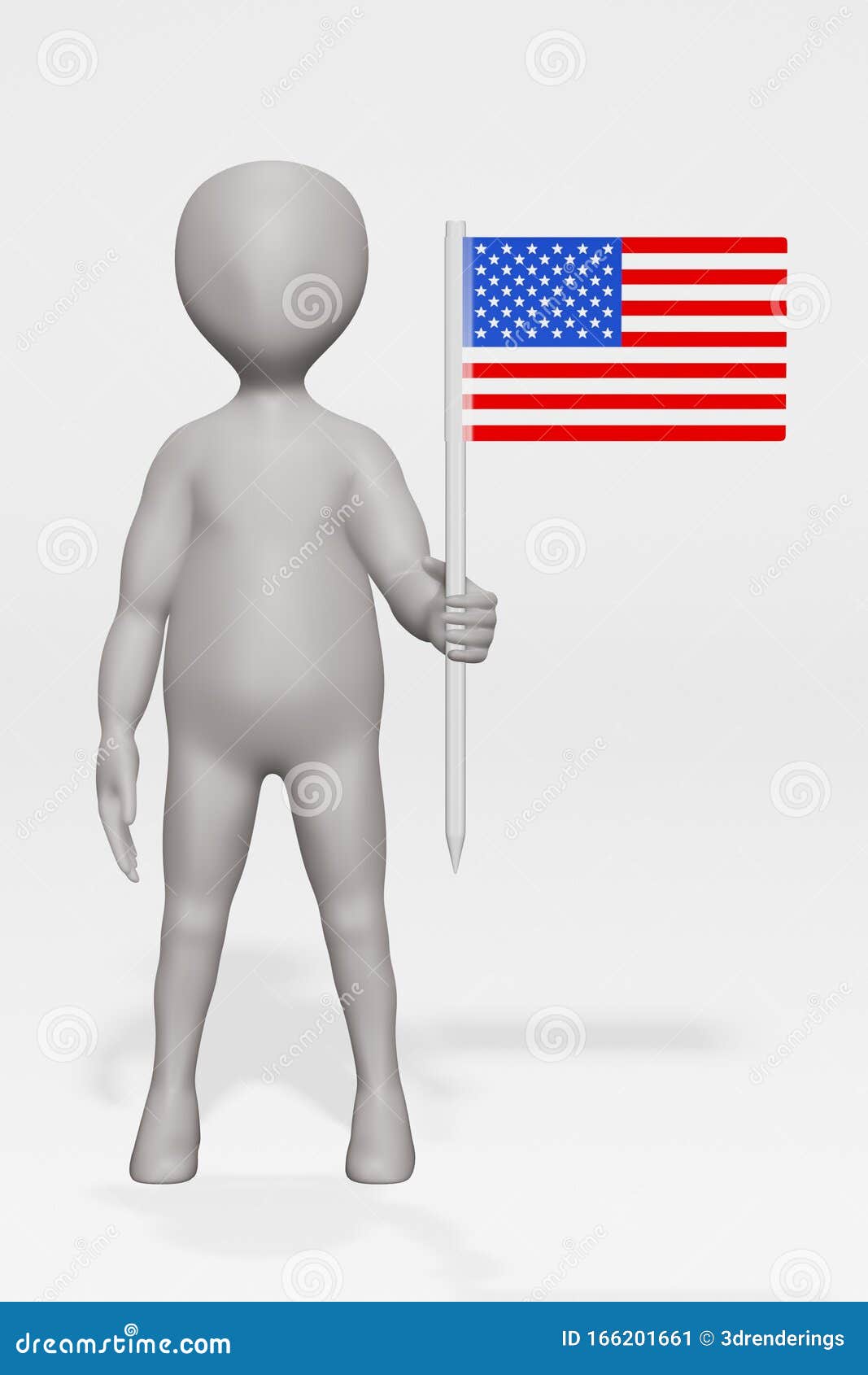 Render of Cartoon Character with US Flag Stock Illustration ...