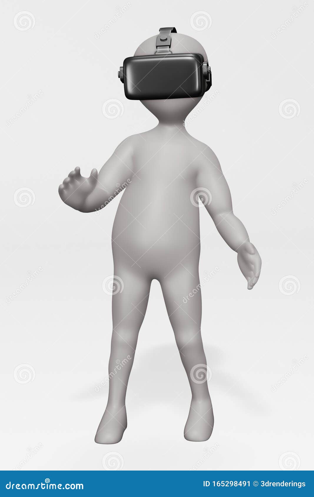 Render of Cartoon Character with VR Headset Stock Illustration ...