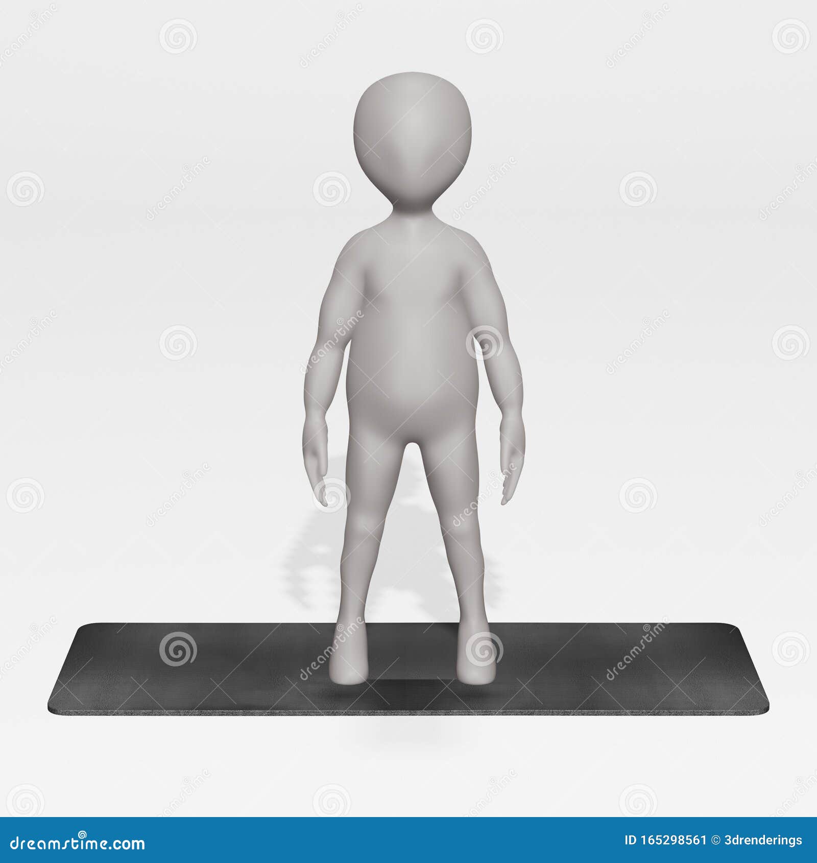 Render of Cartoon Character with Yoga Mat Stock Illustration ...