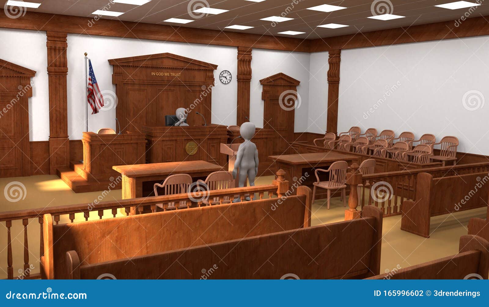 Render of Cartoon Characters in Courtroom Stock Illustration ...