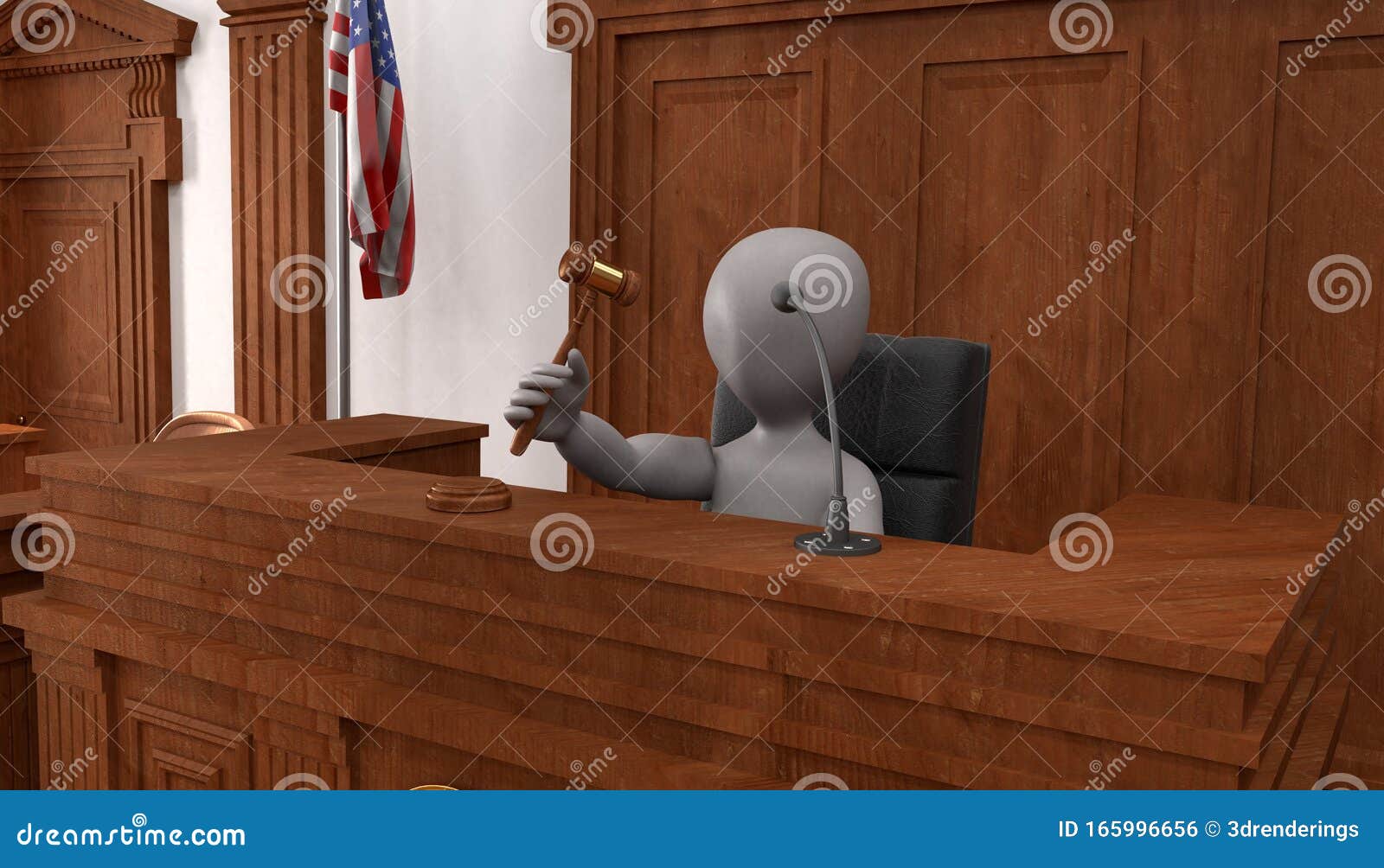 Render of Cartoon Characters in Courtroom Stock Illustration ...