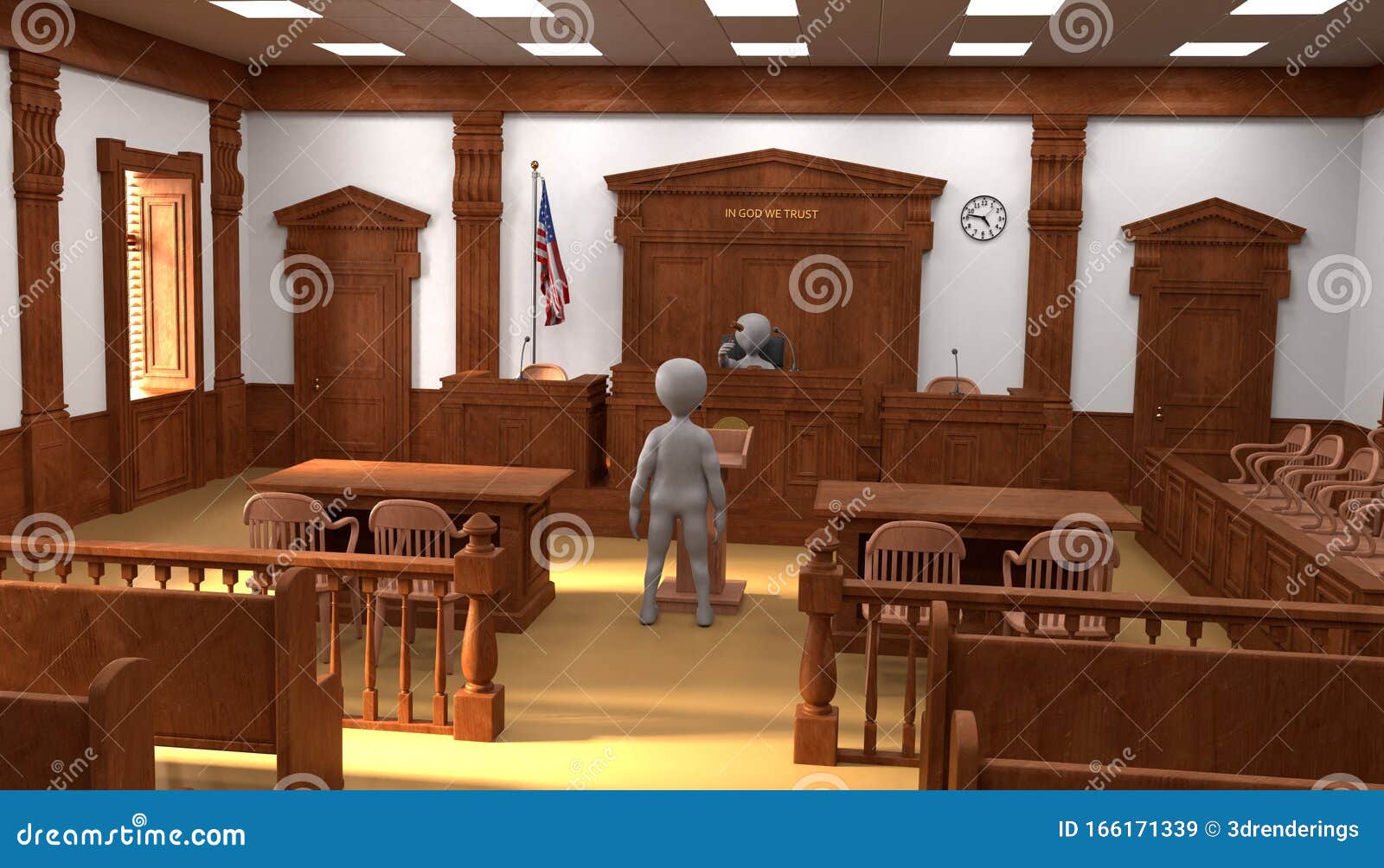 Render of Cartoon Characters in Courtroom Stock Illustration ...