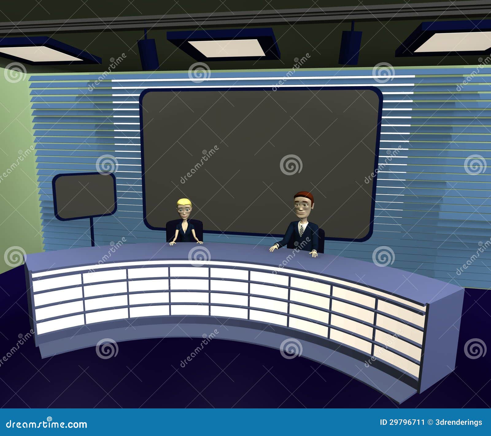 Cartoon Characters in Suits in Tv Studio Stock Illustration ...