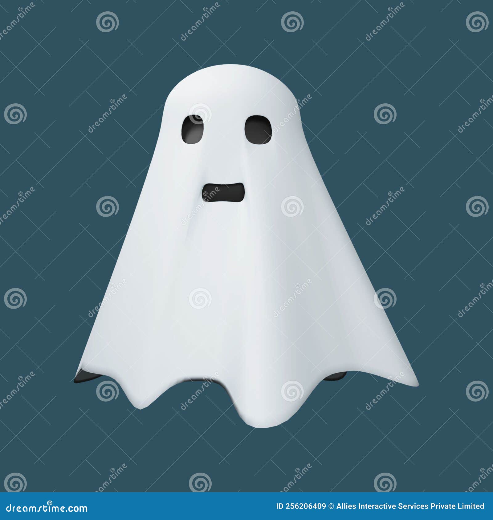 3D Render of Cartoon Ghost Element on Blue Stock Illustration ...