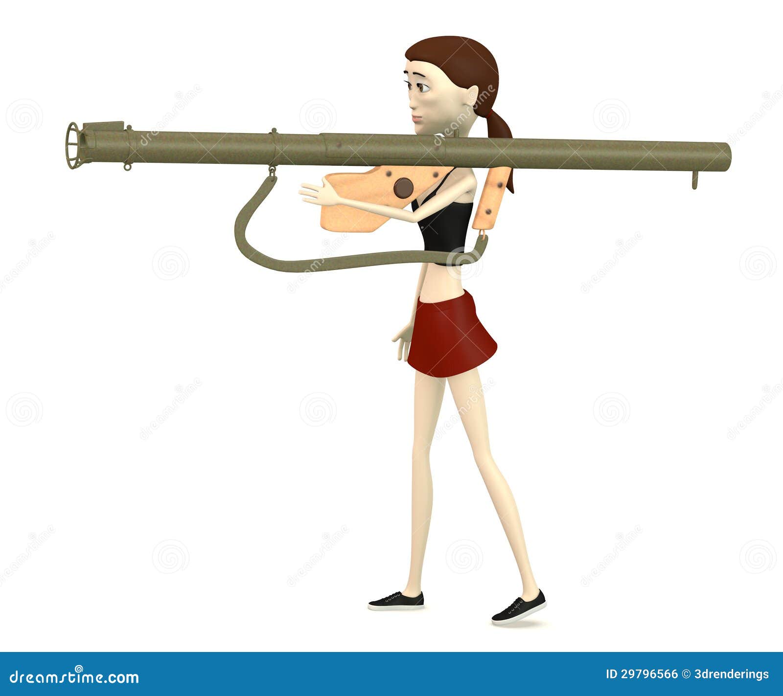 Cartoon girl with bazooka stock illustration. Illustration of people ...