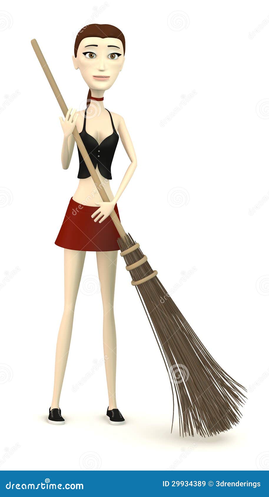 Cartoon girl with besom stock illustration. Illustration of broom ...