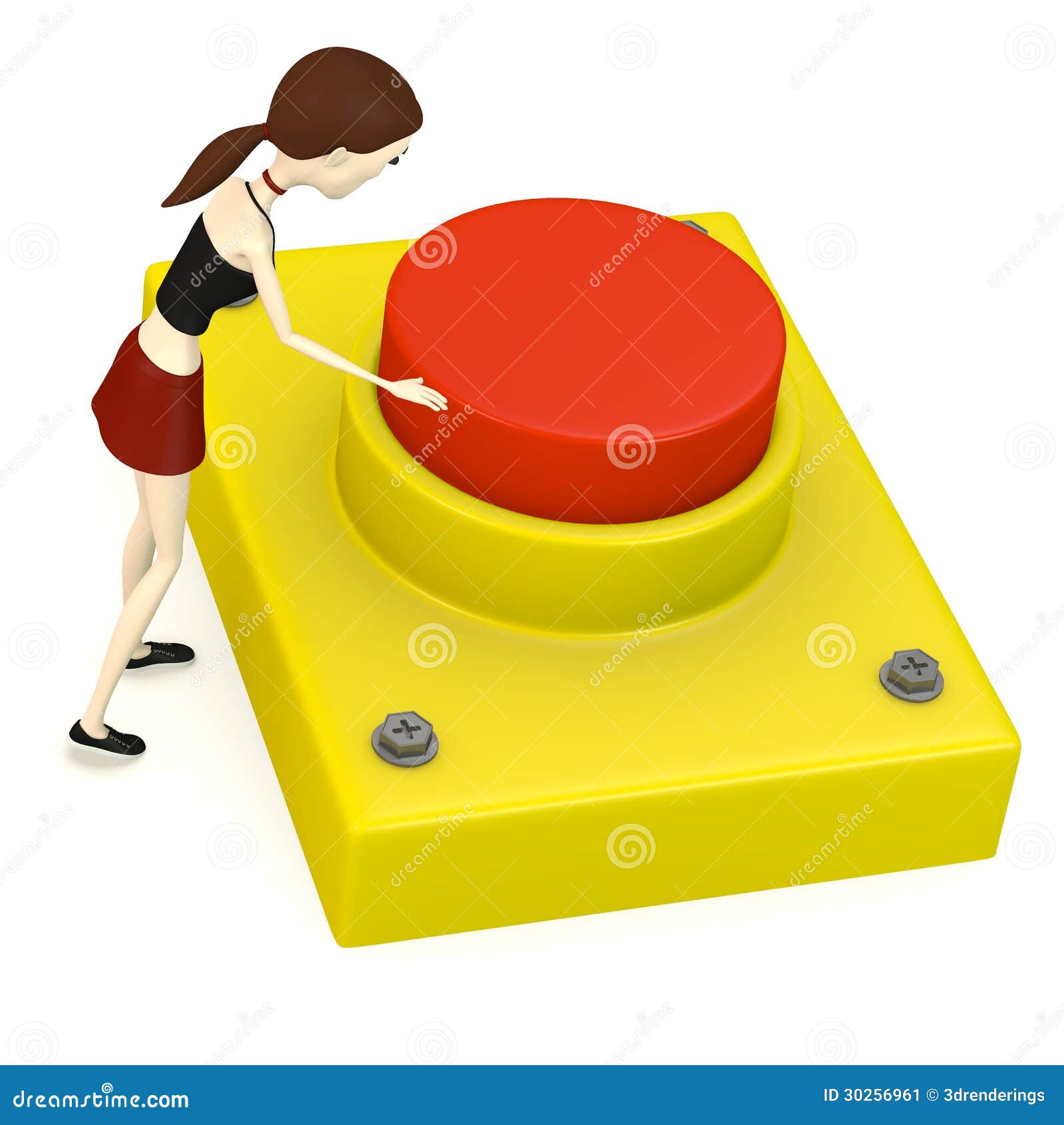 Cartoon Girl with Big Button Stock Illustration - Illustration of ...