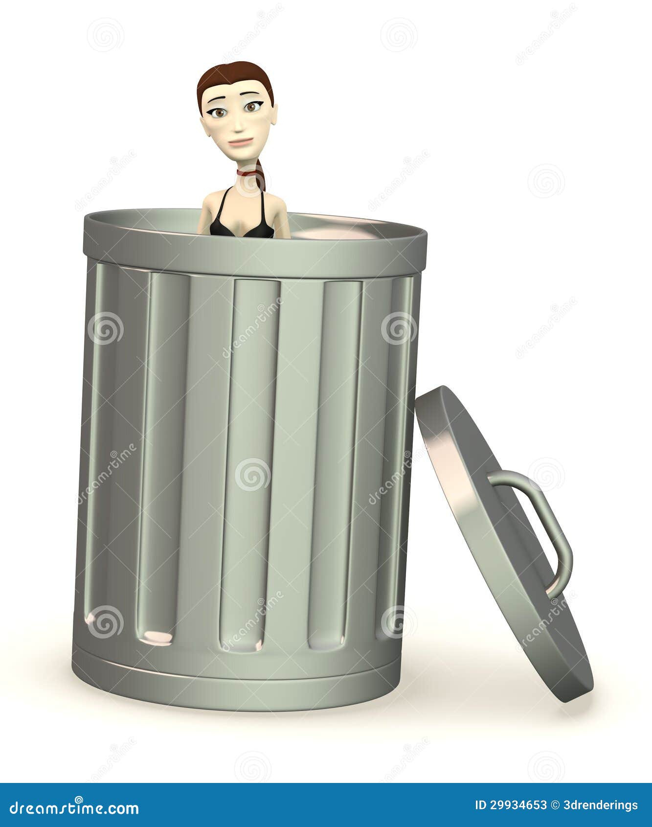 Cartoon girl in bin stock illustration. Illustration of people - 29934653
