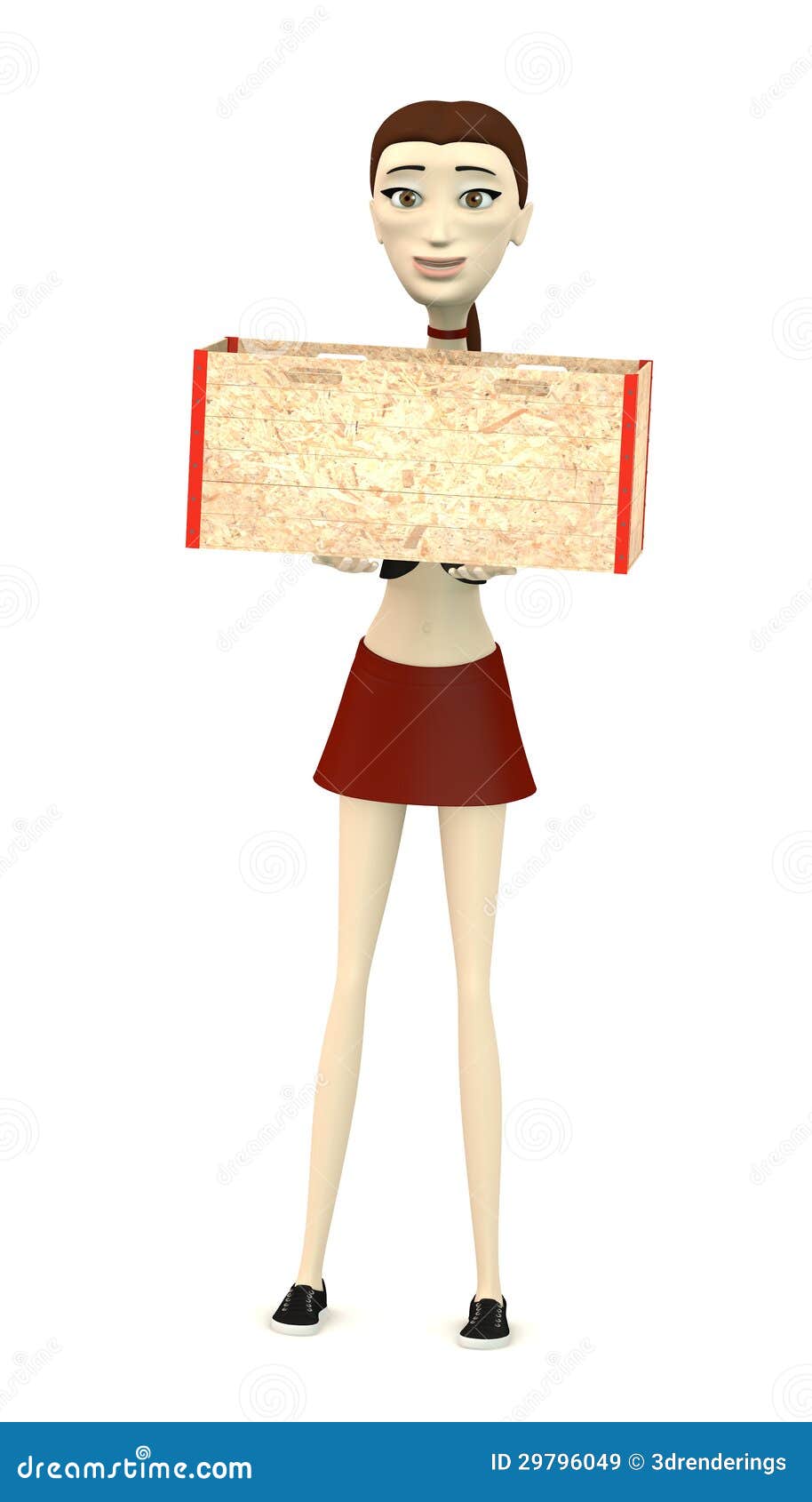 Cartoon girl with box stock illustration. Illustration of female - 29796049