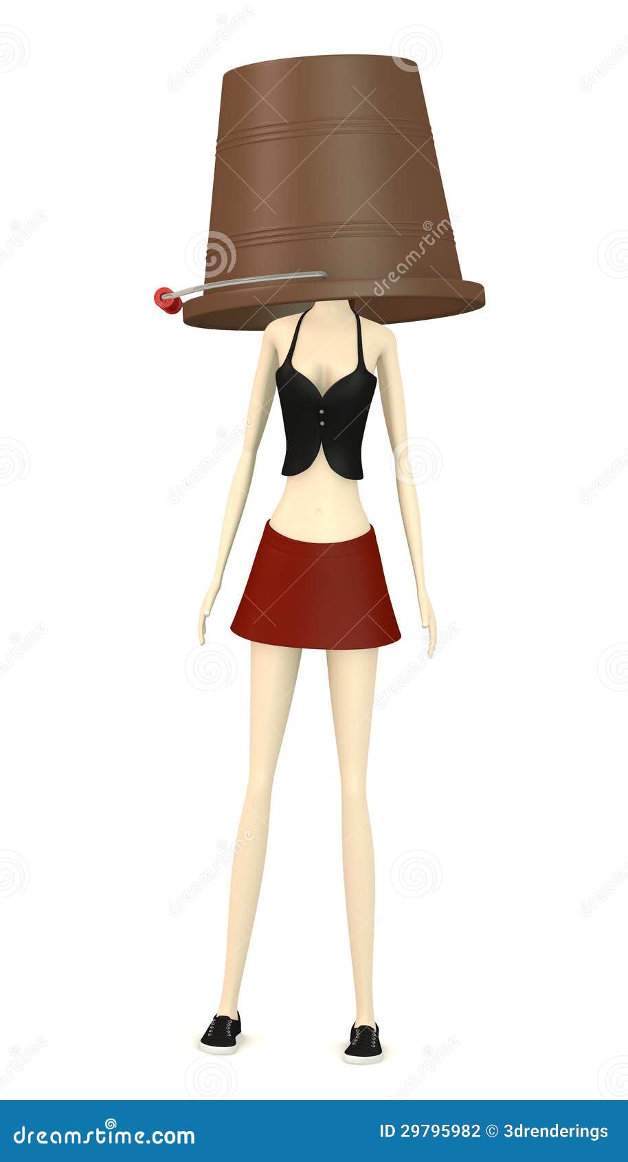 Cartoon Girl with Bucket on Head Stock Illustration - Illustration of ...