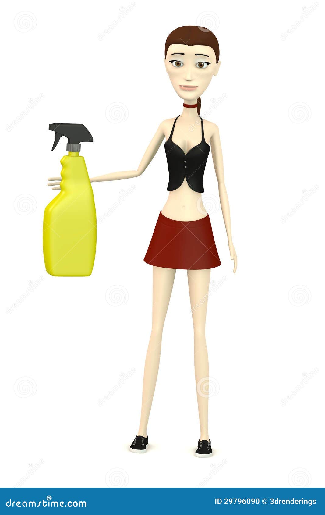 Cartoon girl with cleaner stock illustration. Illustration of liquid ...