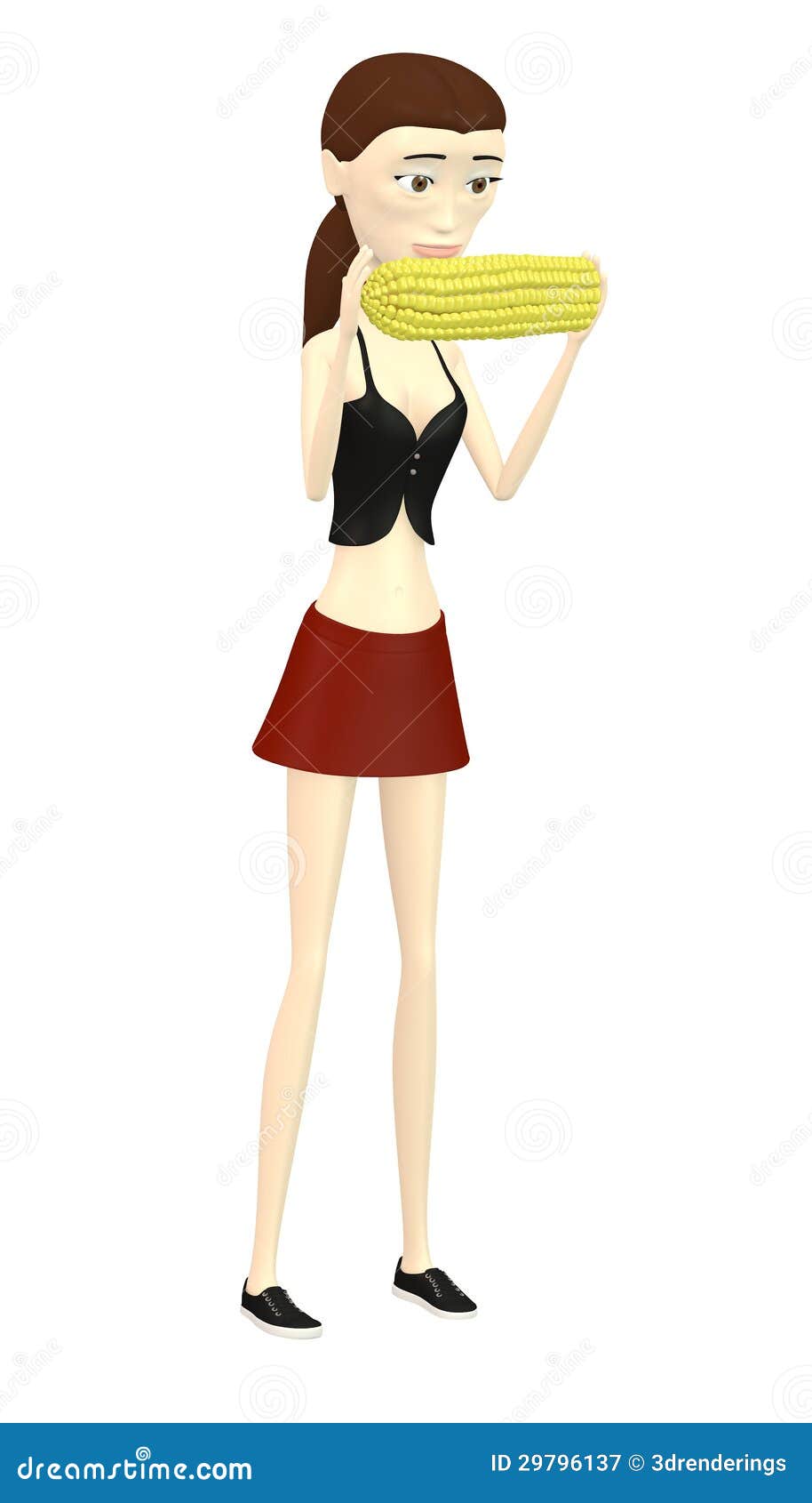 Cartoon girl with corn stock illustration. Illustration of corn - 29796137